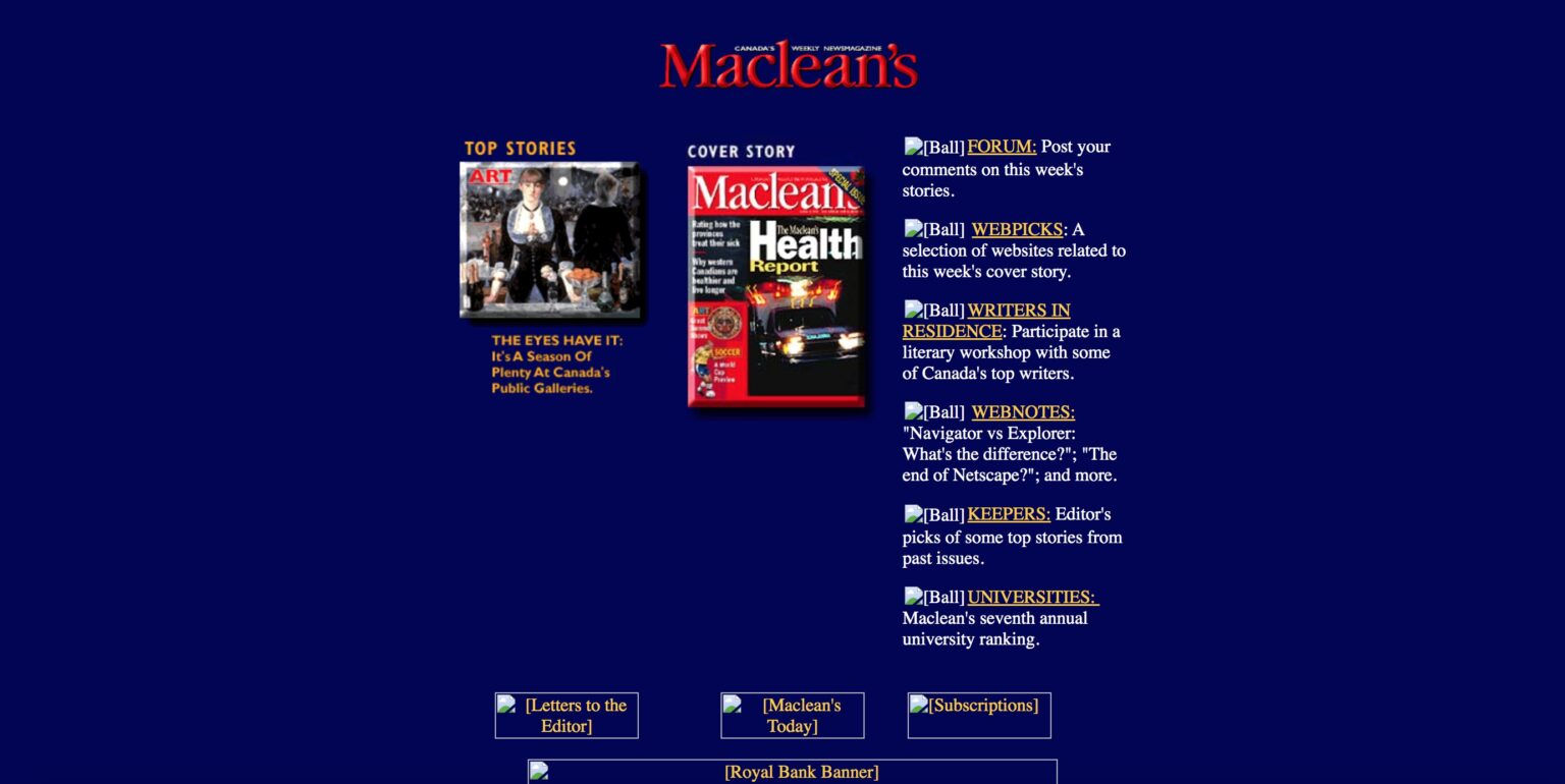 What These 20 Canadian Websites Looked Like in 1999 | Acanac